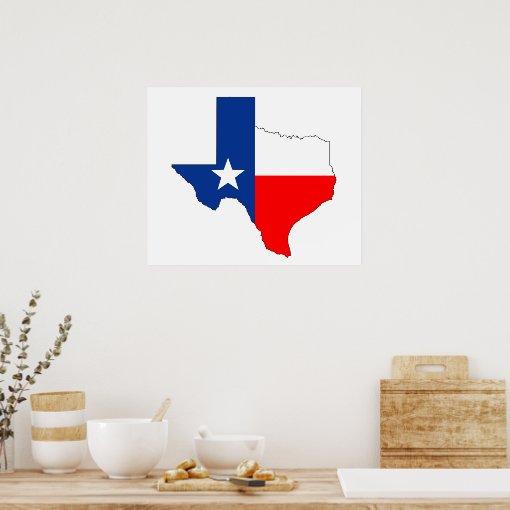 texas united states america map flag label shape poster | Zazzle