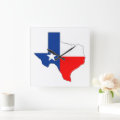 texas united states america map flag label shape square wall clock | Zazzle