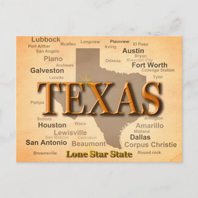 Texas Vintage Map Postcard | Zazzle