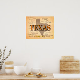 Texas Vintage Map Poster | Zazzle