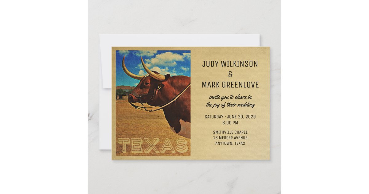 Texas Wedding Invitation Vintage Country Western | Zazzle