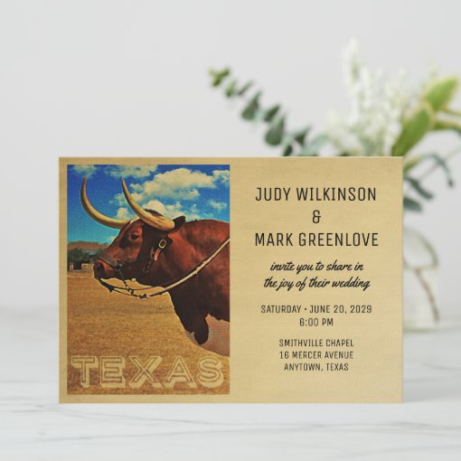 Texas Wedding Invitation Vintage Country Western | Zazzle