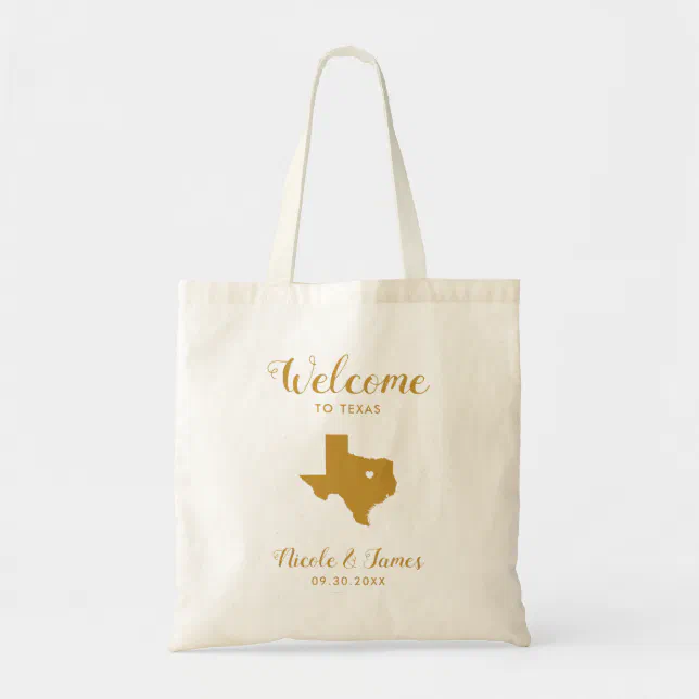 Texas Wedding Welcome Bag for Hotel Guests, Gold | Zazzle