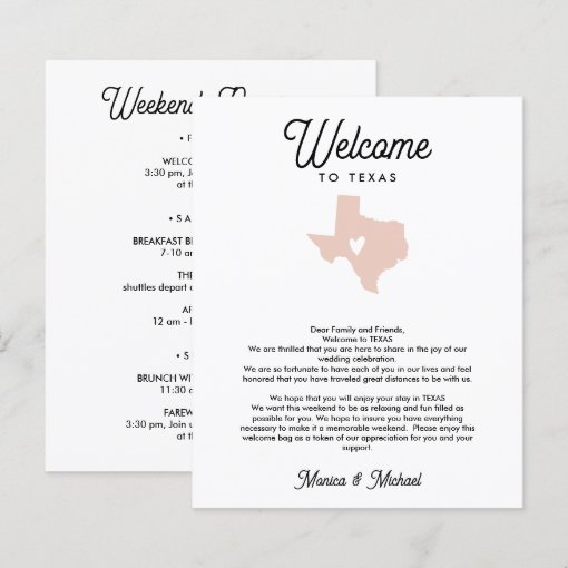 TEXAS Welcome Letter Itinerary ANY COLOR | Zazzle