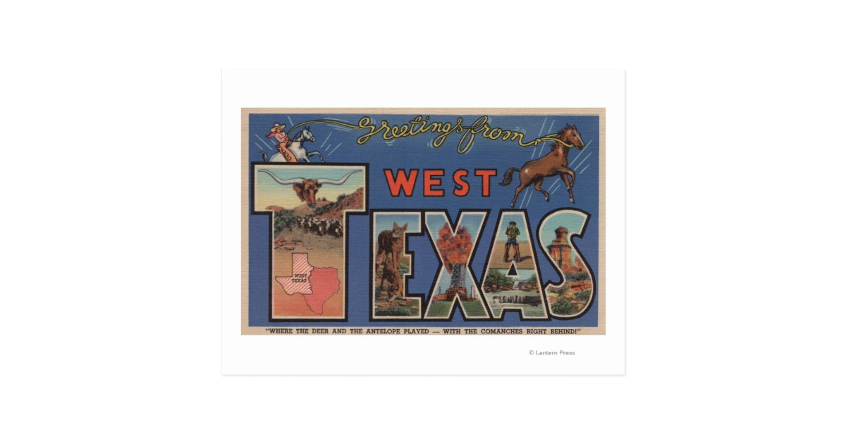 Texas (Western)Large Letter Scenes Postcard | Zazzle.com