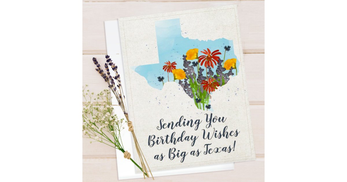 Texas Wildflowers Birthday Card | Zazzle