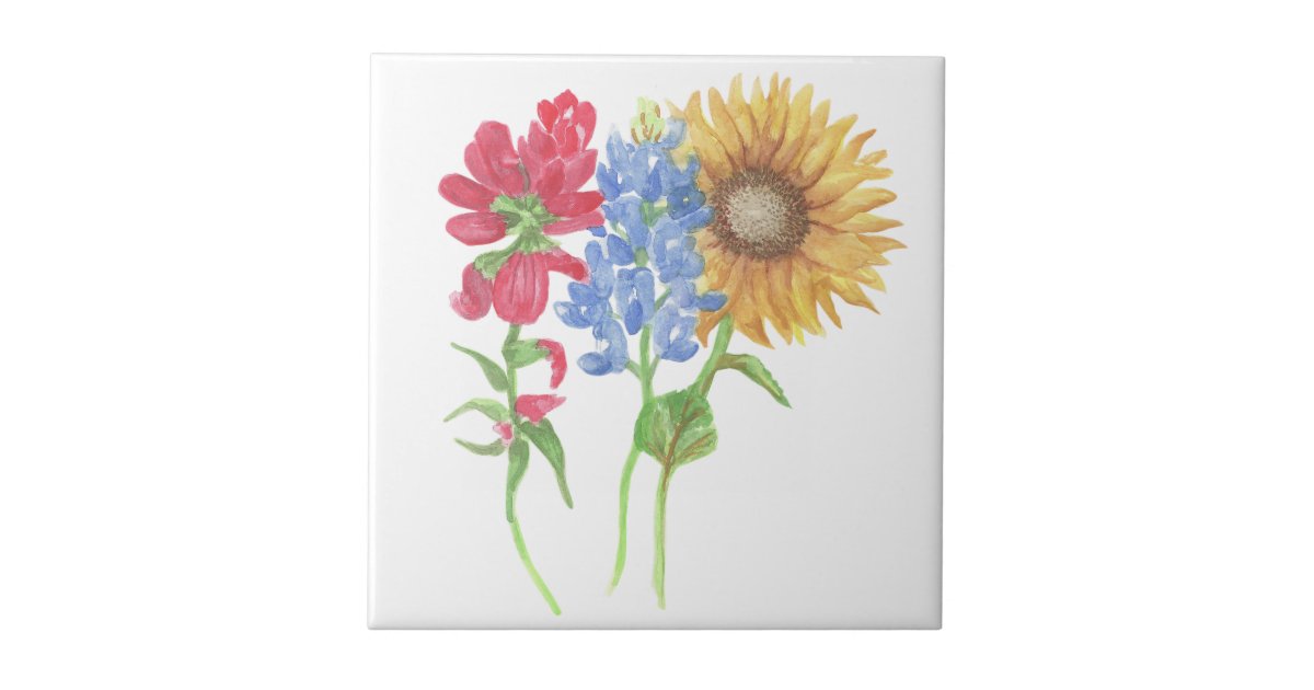 Texas Wildflowers Ceramic Tile | Zazzle