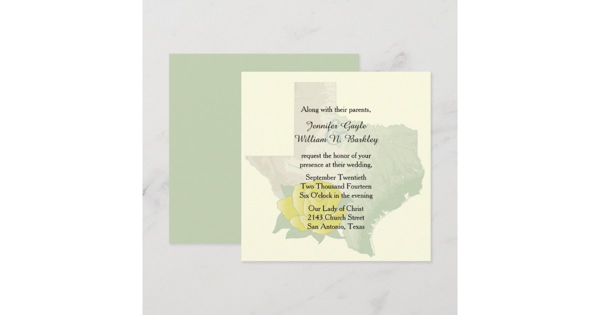 Texas Yellow Rose Wedding Invitation | Zazzle