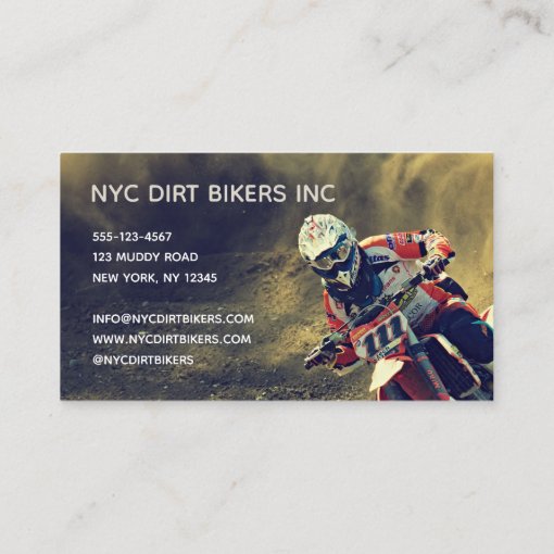 Text Integrated Dirt Bike Photo Business Card | Zazzle