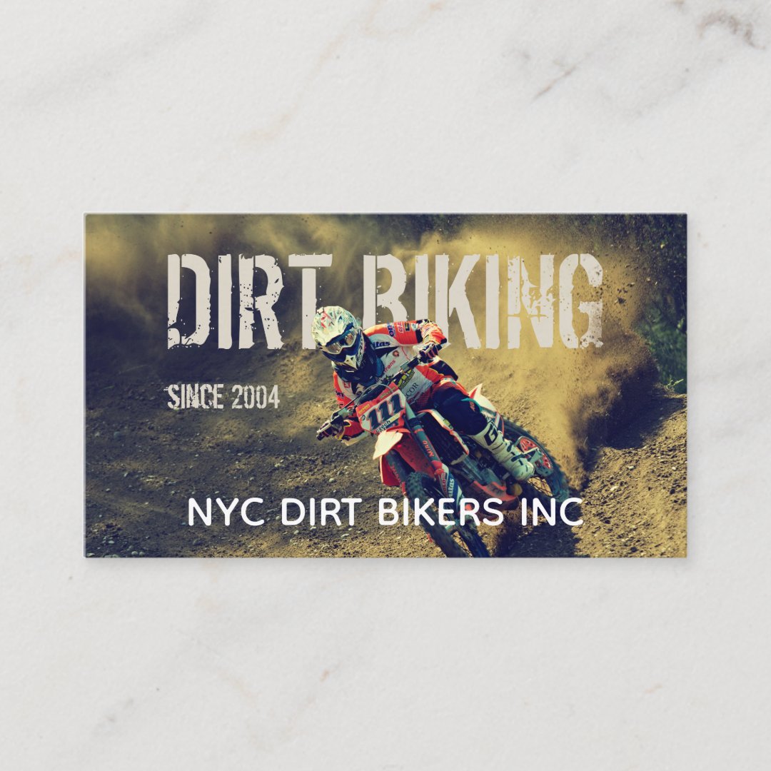 Text Integrated Dirt Bike Photo Business Card | Zazzle