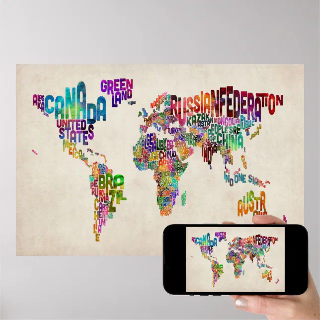 Text Map of the World Poster | Zazzle