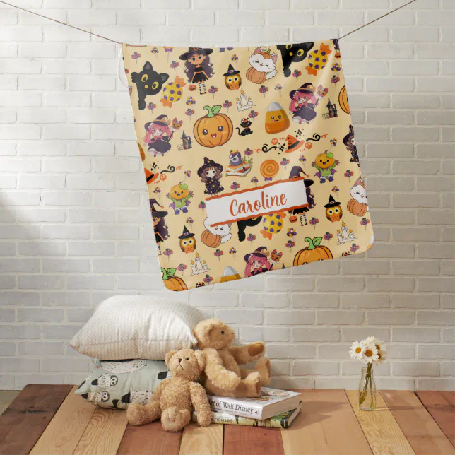 Text/Textless Adorable Kawaii Halloween Pattern Baby Blanket | Zazzle