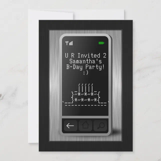 Texting Cell Phone Teen Birthday Party Invitations | Zazzle