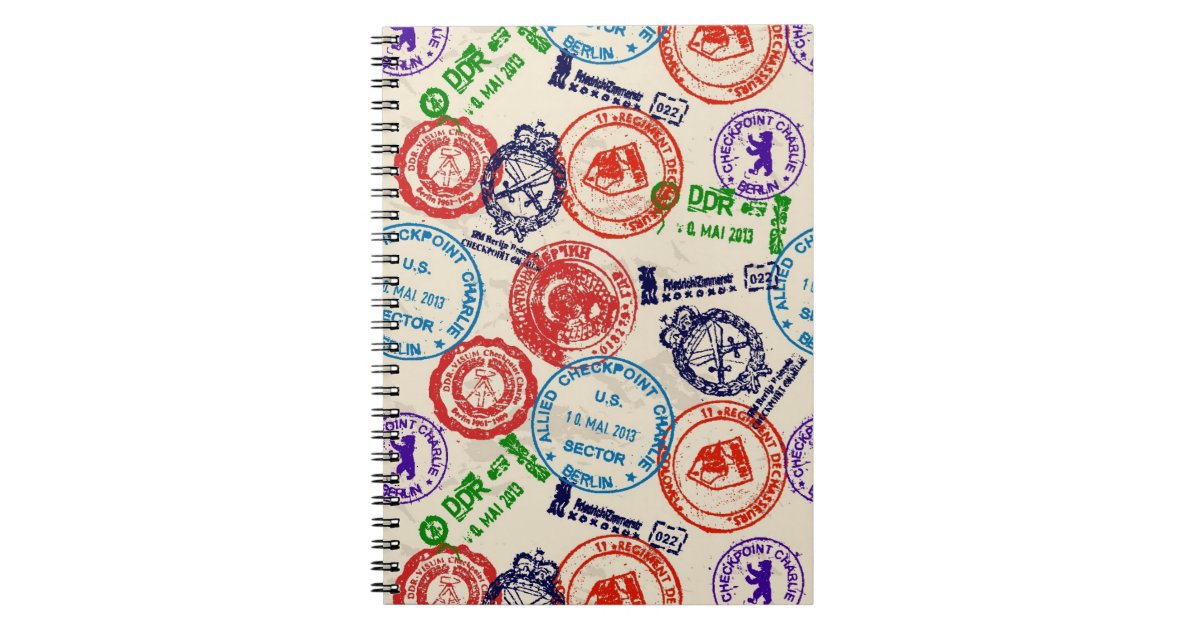 Texture with real stamps. notebook | Zazzle