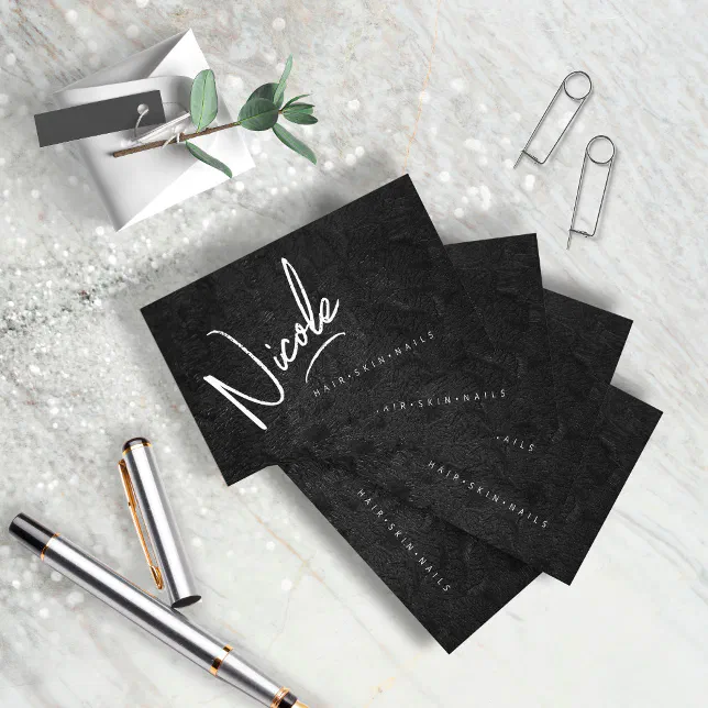 Textured Black Calligraphy ID937 Business Card | Zazzle
