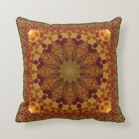 Textured Framed Rust And Gold Mandala Throw Pillow | Zazzle.com
