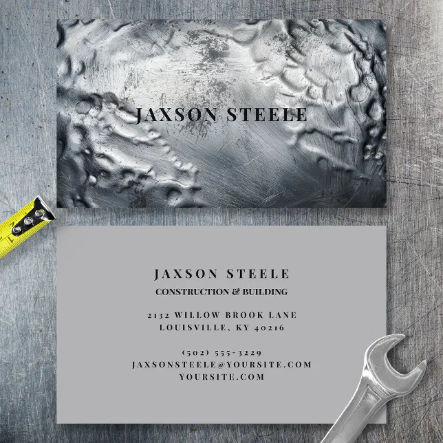 Textured Hammered Metal Business Card | Zazzle