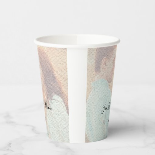 Textured Overlay Faded Photo Personalized Wedding Paper Cups | Zazzle