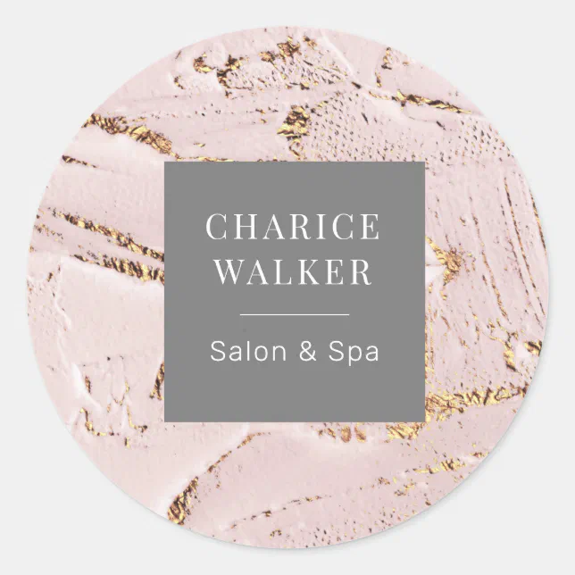 textured rose gold salon and spa monogram classic round sticker | Zazzle