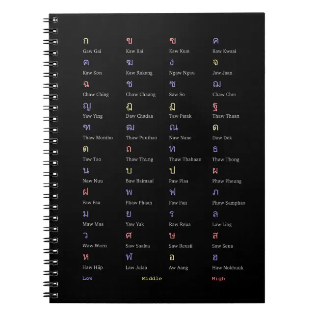 Thai Alphabet Consonant Class Notebook | Zazzle