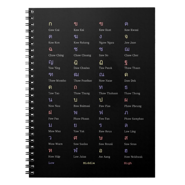 Thai Alphabet Consonant Class Notebook | Zazzle