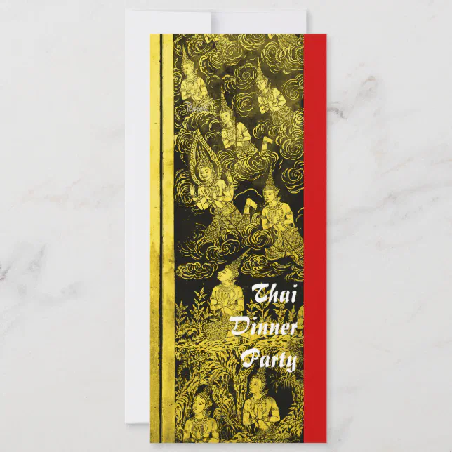 Thai Dinner Theme Party Invitation Gold | Zazzle