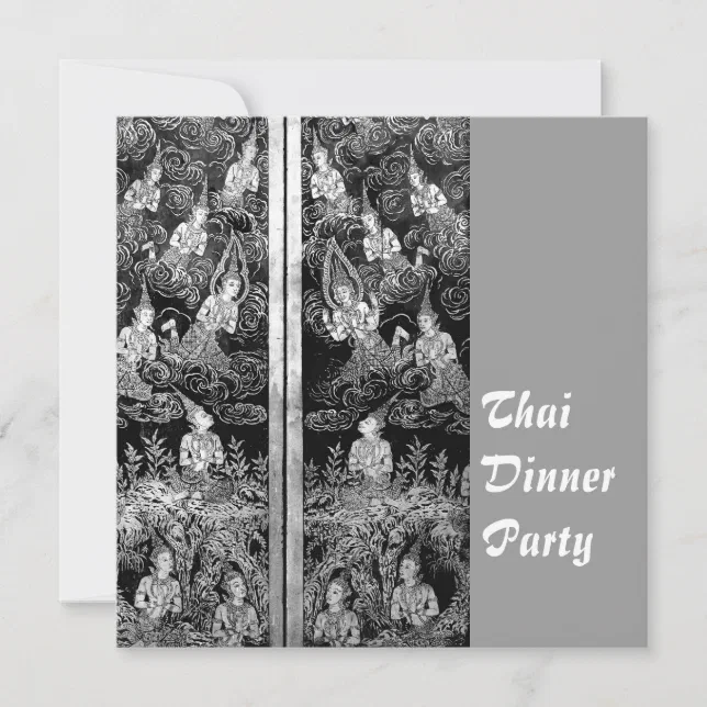 Thai Dinner Theme Party Invitation Silver | Zazzle