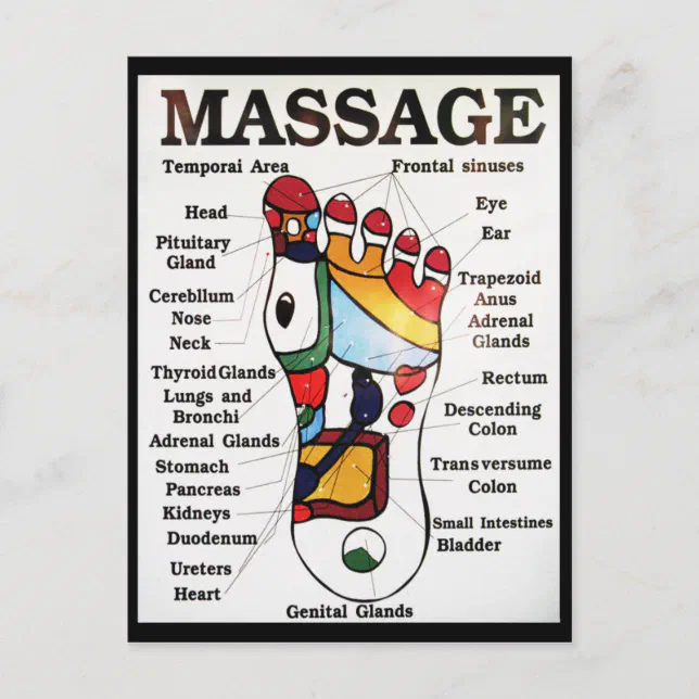 Thai Foot Massage ~ Reflexology map Postcard | Zazzle
