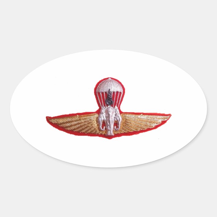 Thai Jump Wings Oval Sticker | Zazzle