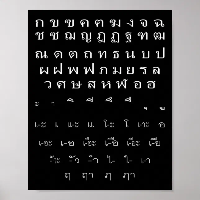 Thai Script Wall Alphabet Vowels Halloween Costume Poster | Zazzle