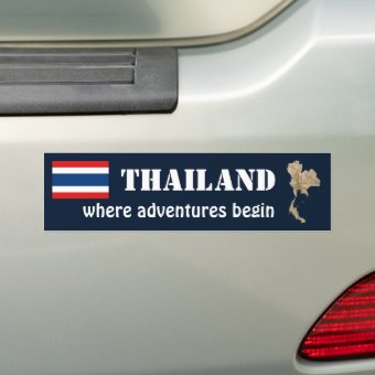 Thailand Flag + Map Bumper Sticker | Zazzle
