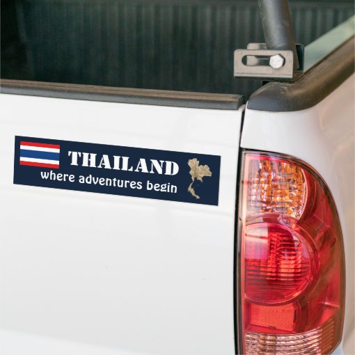 Thailand Flag + Map Bumper Sticker | Zazzle