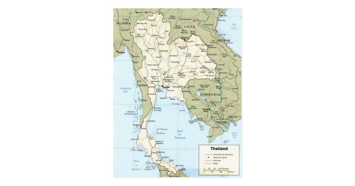 Thailand map postcard | Zazzle.com