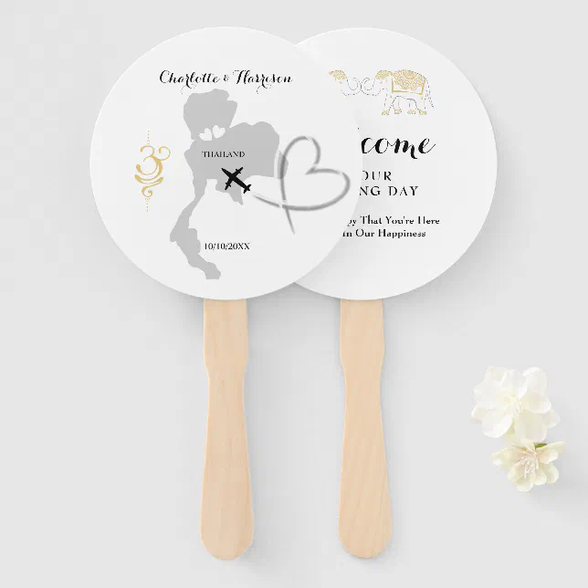 Thailand Wedding Destination Hand Fan | Zazzle