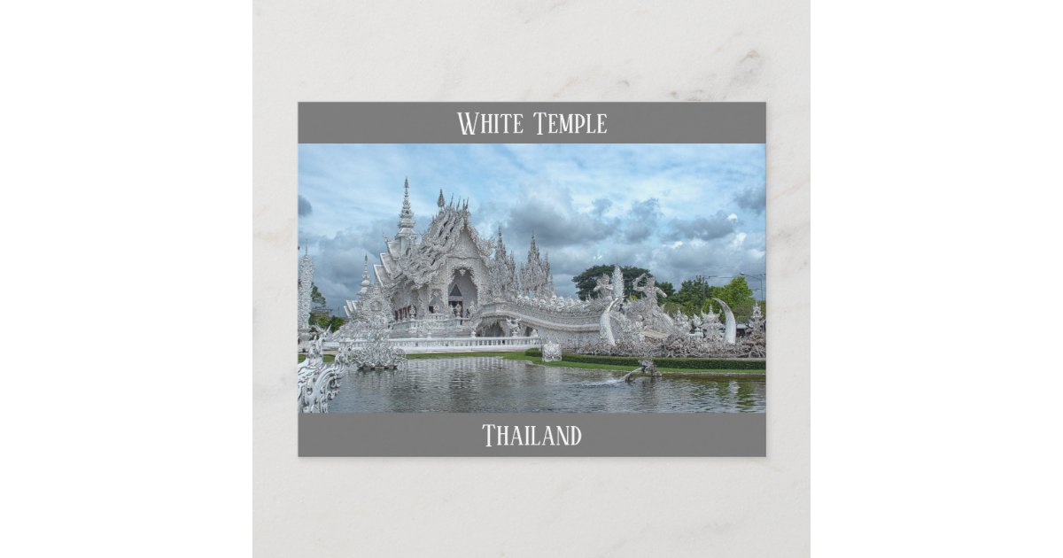 Thailand White Temple Travel Photo Postcard | Zazzle