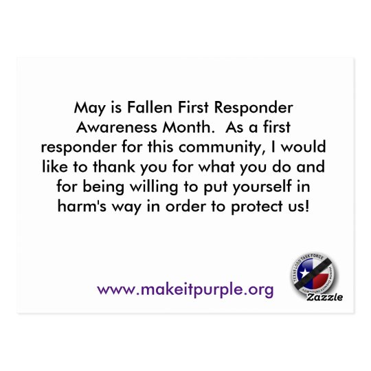 Thank A First Responder Post Card | Zazzle.com
