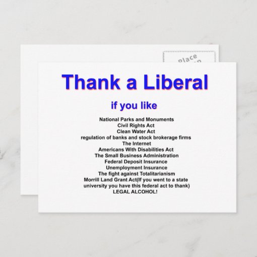 Thank a Liberal Postcard | Zazzle