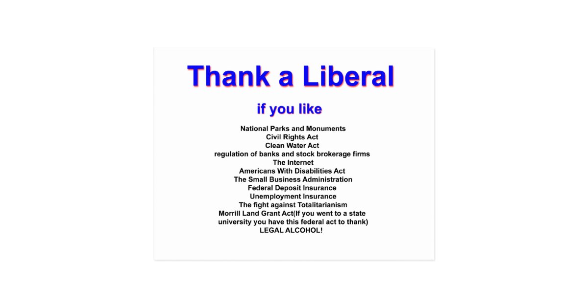 Thank a Liberal Postcard | Zazzle.com