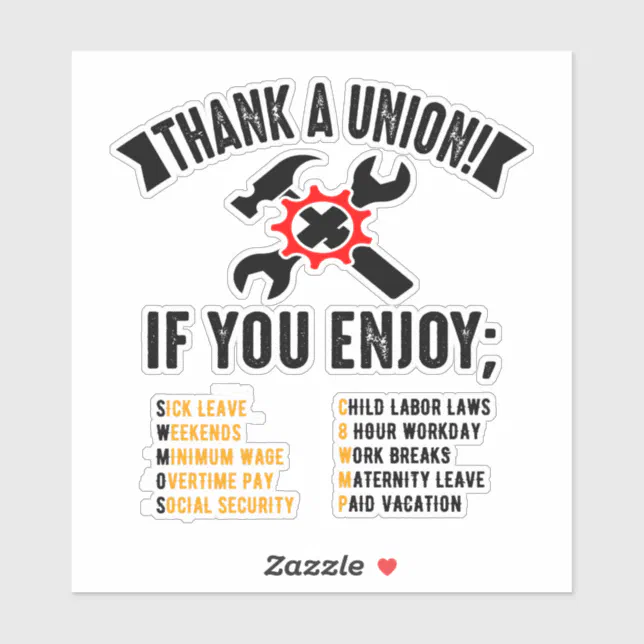 Thank a Union Sticker | Zazzle
