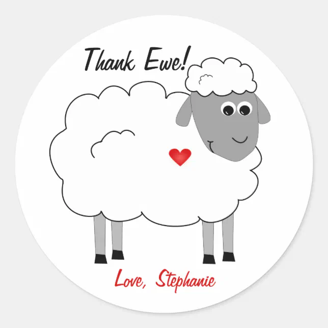 Thank Ewe Sheep Thanks Sticker | Zazzle