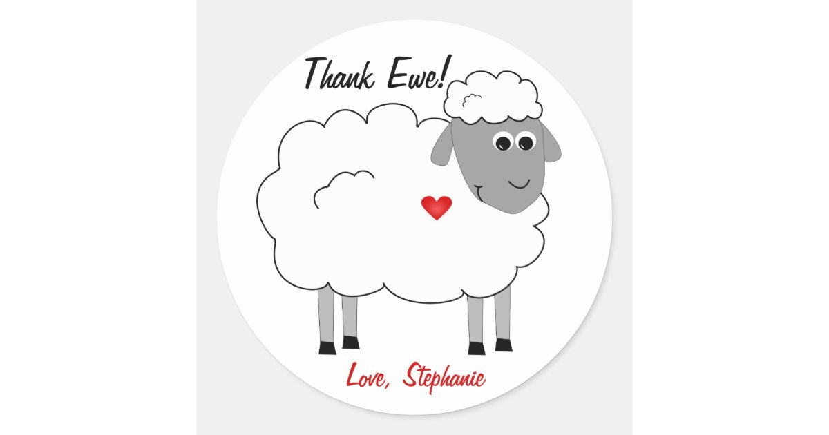 Thank Ewe Sheep Thanks Sticker | Zazzle.com