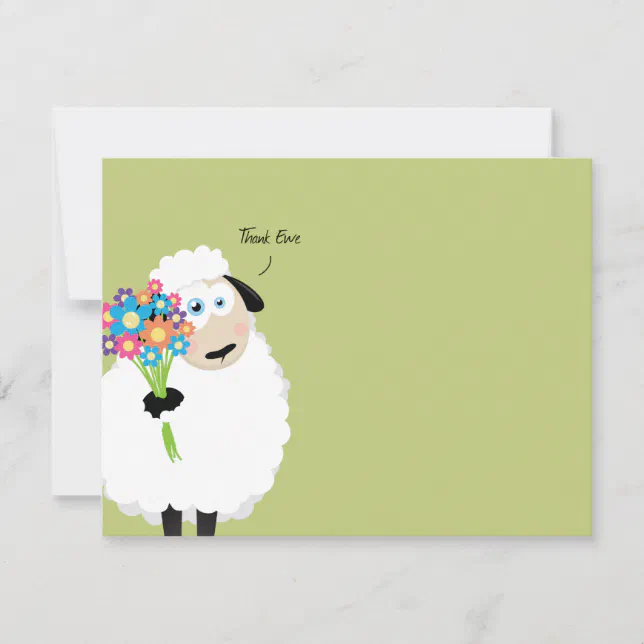 Thank Ewe Sheep with Flowers Thank You | Zazzle