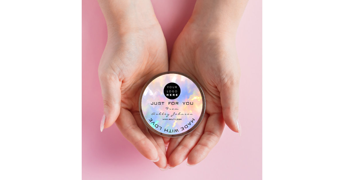 Thank Logo Holograph Made Pink Blue Name Classic Round Sticker | Zazzle