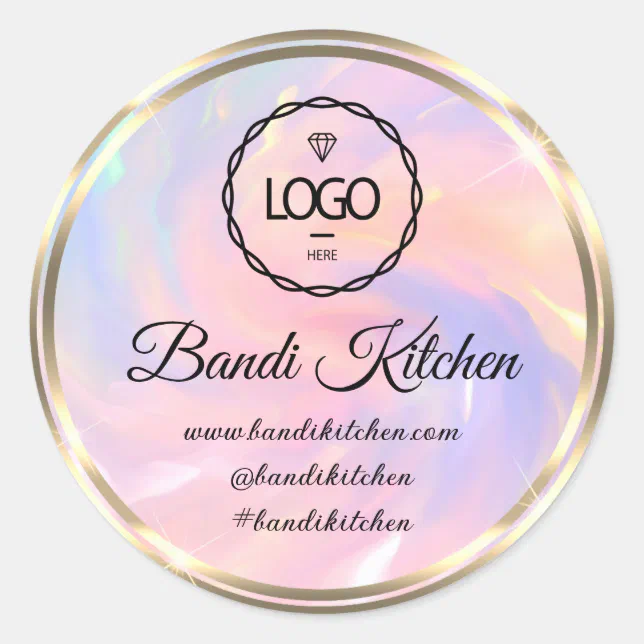 Thank Logo Kitchen Cooking Chef Holograph PinkGold Classic Round ...
