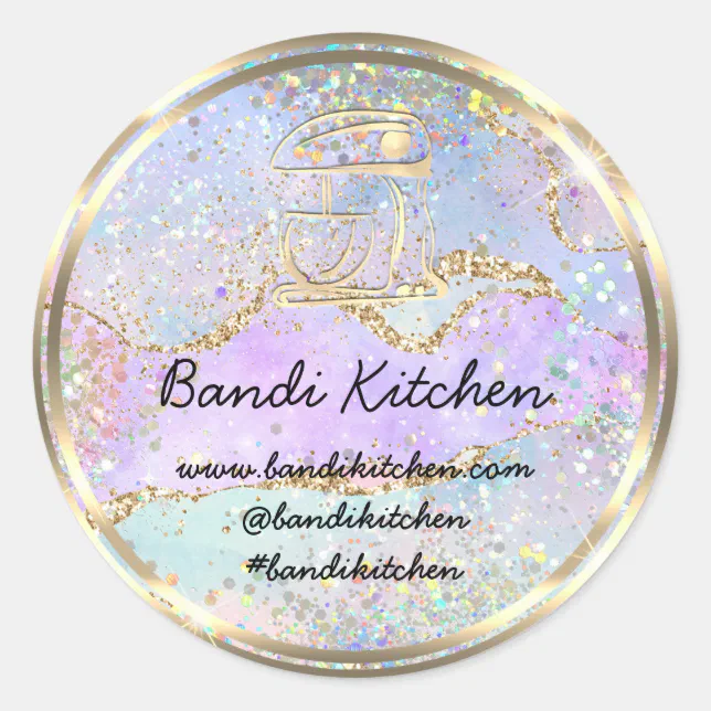 Thank Logo Kitchen Cooking Chef Mermaid Gold Classic Round Sticker | Zazzle