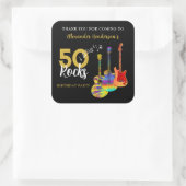 Thank You 50th birthday Guitar Rocks 50 Square Sticker | Zazzle