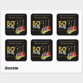 Thank You 50th birthday Guitar Rocks 50 Square Sticker | Zazzle