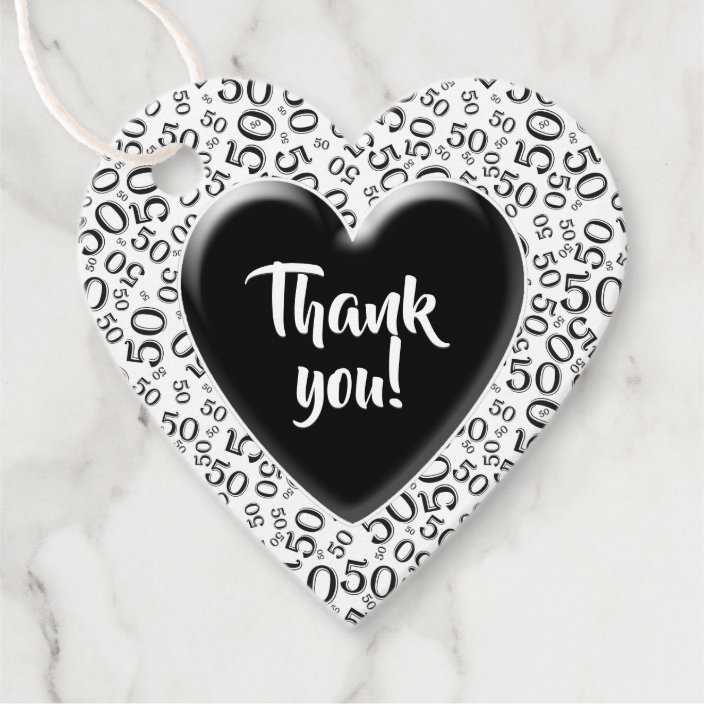 Thank You 50th Number Pattern Black and White Favor Tags | Zazzle.com