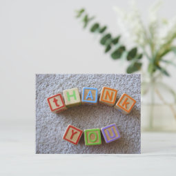Thank You - Alphabet Blocks Postcard | Zazzle