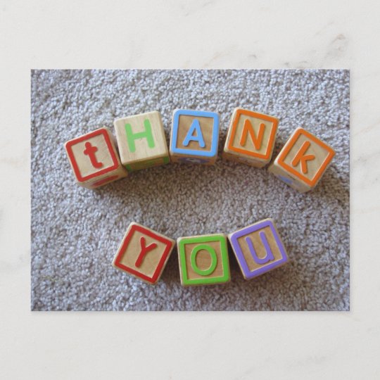 Thank You - Alphabet Blocks Postcard | Zazzle.com